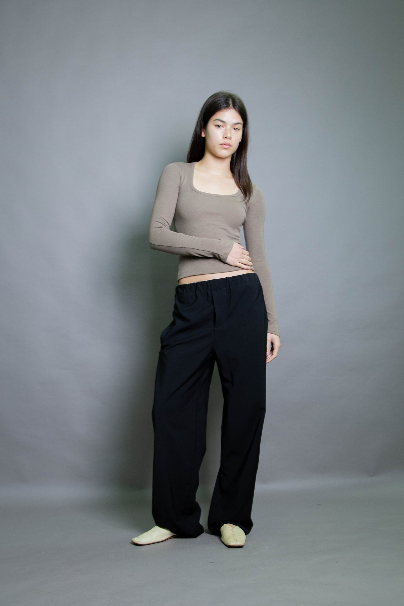 23 LS Tee - Stone Ribbed Viscose (PO) – RACHEL MILLS